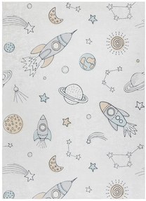 Dywany Łuszczów, Dětský kusový koberec Bambino 1278 Space rocket cream, 140x190, vícebarevná, dětský pokoj