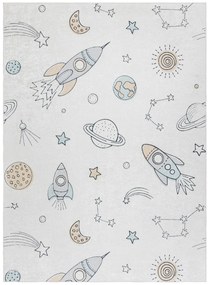 Dywany Łuszczów Dětský kusový koberec Bambino 1278 Space rocket cream - 80x150 cm