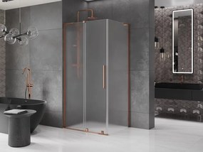 Mexen Velar L, sprchový kout s posuvnými dveřmi 110 x 85 cm, 8mm sklo námraza, růžové zlato, 871-110-085-33-60