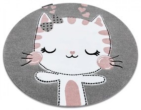 Dywany Łuszczów Dětský kusový koberec Petit Kitty cat grey kruh - 160x160 (průměr) kruh cm