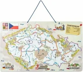 Woody Magnetická mapa ČR s obrázky a společenská hra, 3 v 1 / od 3 let