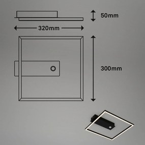 LED stropní světlo Nici, senzor, čtvercové, černá