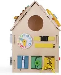 2Kids Toys Activity board Domeček přírodní / od 3 let