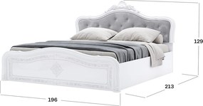 Postel 180 Lux výklopná s roštem + koruna, bílý lesk Luiza
