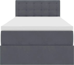 Postel s úložným prostorem s čelo Tmavě šedá 90 x 190 cm samet 3370846