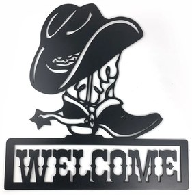 Živá Zeď Dřevěná nástěnná černá dekorace Cowboy Welcome