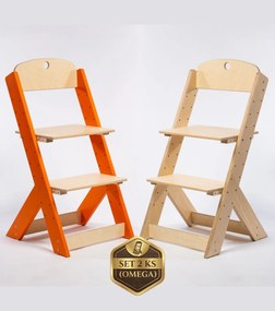 Lucas Wood Style - rostoucí židle OMEGA III zvýhodněný set 2 ks - oranžová +  přírodní