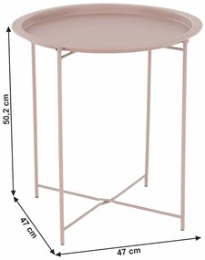 Kondela Příruční stolek s odnímatelným tácem, nude růžová, RENDER