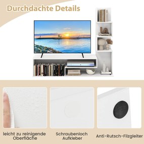 Costway TV skříňka dřevěný TV stolek s policí pro TV do 50", bílý