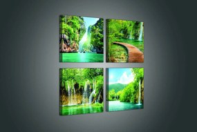 Postershop Obraz na plátně: Voda v přírodě - set 4ks 25x25cm