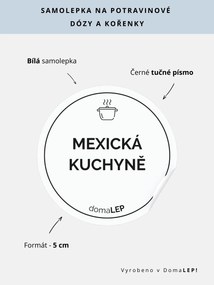 Samolepka na kořenky MEXICKÁ KUCHYNĚ bílá 5 cm tučné písmo