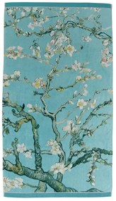 BH Van Gogh ručník na vlasy z bavlněného froté Mandlové květy modrý 55x100 cm