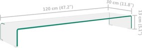 TV stolek / podstavec na monitor čiré sklo 120x30x13 cm 244133