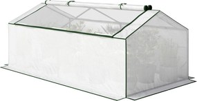 Outsunny fóliový skleník s PE sítí — mrazuvzdorný mini skleník pro balkon a zahradu, skleník na rajčata, 180 × 90 × 70 cm, bílý