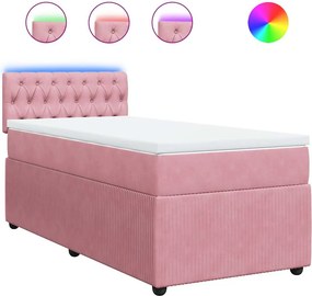 Box spring postel s matrací růžová 100x200 cm samet 3289973