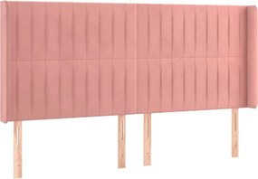 Box spring postel s matrací a LED růžová 160x200 cm samet 3139696
