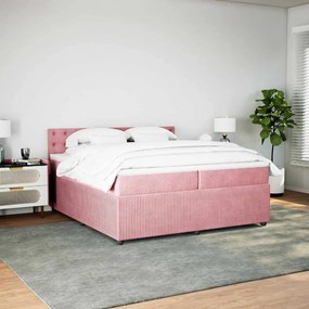 Box spring postel s matrací růžová 200x200 cm samet 3287847