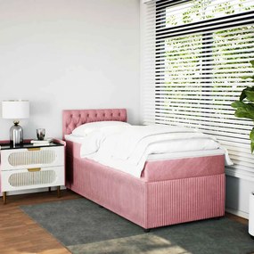 Box spring postel s matrací růžová 90x200 cm samet 3289949
