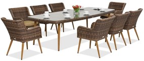 Exkluzivní jídelní set s velkým stolem Cordoba pro 8 osob Garden Point brown