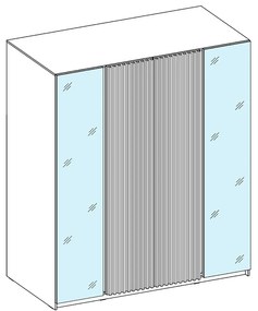 Šatní skříň KAJA 2LU 2LAM | 200 cm | se zrcadly | VYSOKÁ | černá + lamely