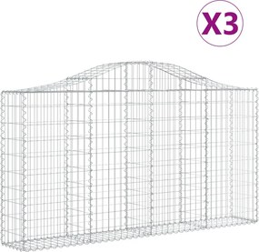 Klenuté gabionové koše 3 ks 200x30x100/120cm pozinkované železo 3145431
