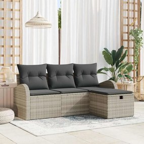 Set pohovek 4 ks Světle šedá polyratan 3359051