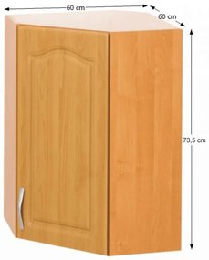 Horní kuchyňská skříňka, rohová Leite MDF klasik W60/60/P olše (P). 788947