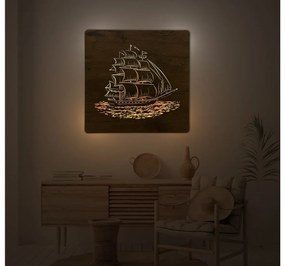 Li-Go "Plachetnice" světelný obraz s baterií 70x70cm varianta: ovládání na obraze bez dálkového ovladače, provedení: dub světlý