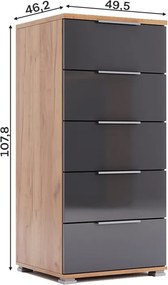 Komoda 5 zásuvek Lava / dub kraft Luna