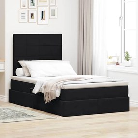 Postel s úložným prostorem a matrací Černá 120 x 200 cm samet 3372023