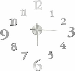 3D nástěnné hodiny moderní design stříbrné 100 cm XXL 325152