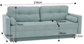 Mentolová pohovka AURELIA, rozkládací