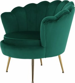 Křeslo ve stylu Art-deco, smaragdová Velvet látka / gold chrom-zlatý, NOBLIN