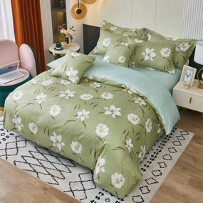 Fashion Home 7-dílné krepové povlečení - Green flowers