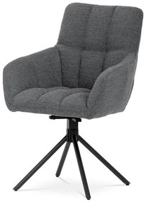 Jídelní židle, šedá látka BOUCLÉ, otočná  s vratným mechanismem - funkce reset, černé kovové nohy HC-531 GREY2