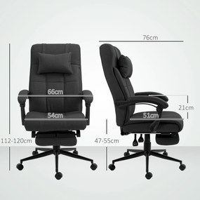 Ergonomická kancelářská židle Vinsetto s nastavitelným opěradlem, hlavovou opěrkou, opěrkami na ruce a výškově nastavitelná otočná židle s podnožkou …