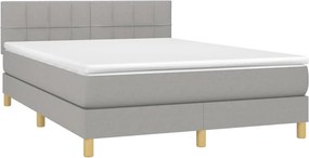 Box spring postel s matrací a LED světle šedá 140x200 cm textil 3133717