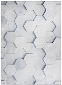 Dywany Łuszczów, Kusový koberec ANDRE Hexagon 3D 1180, 120x170, šedá, chodba / předsíň