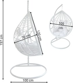 Šedé závěsné křeslo NORVIA se stojanem