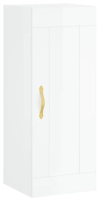 Nástěnná skříňka lesklá bílá 34,5 x 34 x 90 cm kompozitní dřevo