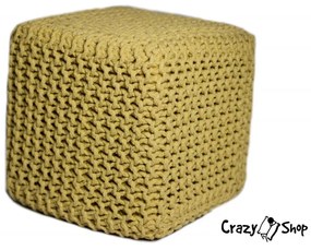 Pletený puf CRAZYSHOP CUBE, žlutá (ručně pletený)