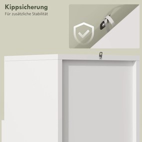 HOMCOM úzká koupelnová skříňka s nastavitelnými policemi a otevřenou přihrádkou, dvířka s tlumeným dovíráním — 30 × 30 × 71,5 cm, bílá/přírodní