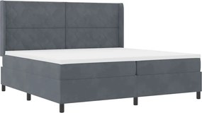 Postel s boxspringem s čelo Tmavě šedá 200 x 200 cm samet 3342081