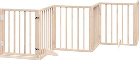 Zábrana pro psy s dvířky skládací 15 panelů 750 cm topol 3155531