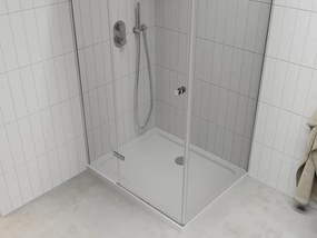 Mexen Roma sprchový kout s otevíracími dveřmi 100 x 80 cm, transparentní, chrom + vanička Flat - 854-100-080-01-00-4010