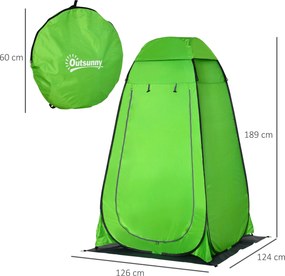 Outsunny Instantní Pop-Up Sprchový Stan pro Soukromí – Přenosný Stan s 1 Kapsou na Háčku a UV 20+ pro Koupelnu, Šatnu a Toaletu 126x124x189 cm Zelený