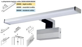 TOP LIGHT Světlo nástěnné Texas CCT, Stříbrná-Chrom