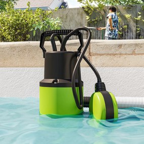 Outsunny Ponorné čerpadlo jezírkové čerpadlo vodní čerpadlo s plovákovým spínačem fontána 400W 9000L/h 16 x 14 x 27 cm zelená