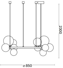 Ideal Lux - LED Lustr na lanku PERLAGE 14xG9/3W/230V pr. 85 cm zlatá/bílá