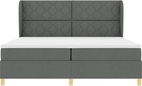 Postel s boxspringem s čelo Tmavě šedá 200 x 200 cm textil 3340838